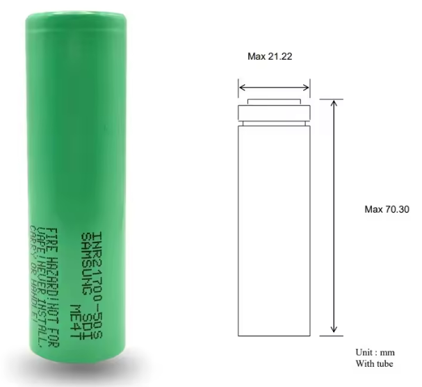 เกรดแท้ A 21700 แบตเตอรี่ลิตยูมไฮเดรน 21700 3.6V 5000mAh INR21700-50S ...